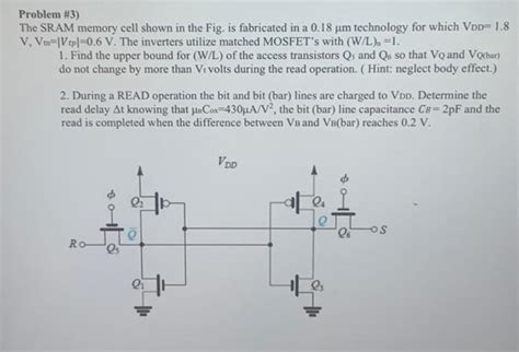 Solved Problem The Sram Memory Cell Shown In The Fig Chegg