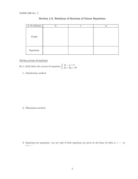 Solutions Of Systems Of Linear Equations Lecture Notes Math 1090