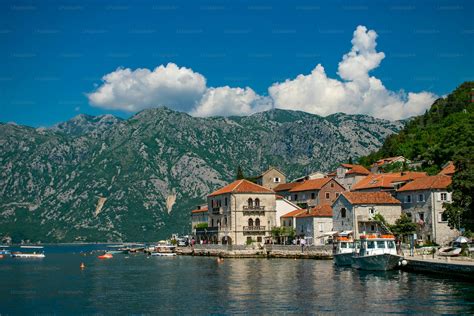 The Beautiful View Of The Medieval Town Of Perast Montenegro Photo