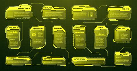 Yellow Futuristic Hud Ui Elements Scifi User Interface Text Boxes