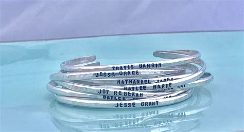 Personalized Name Bracelet Custom Cuff Bracelet Hammered Bracelet