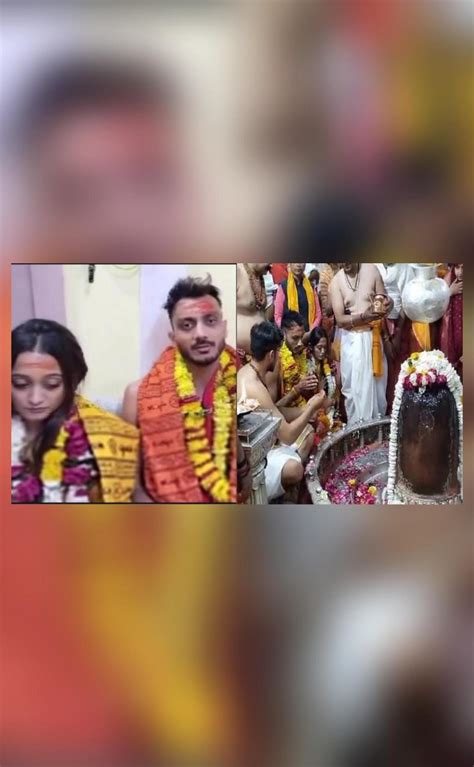 Axar Patel Wife Meha Visit Baba Mahakal Temple Ahead Of 3rd Test Vs