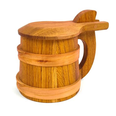 Drewniany Kufel do Piwa Dębowy z pokrywą 500ml 13402745541