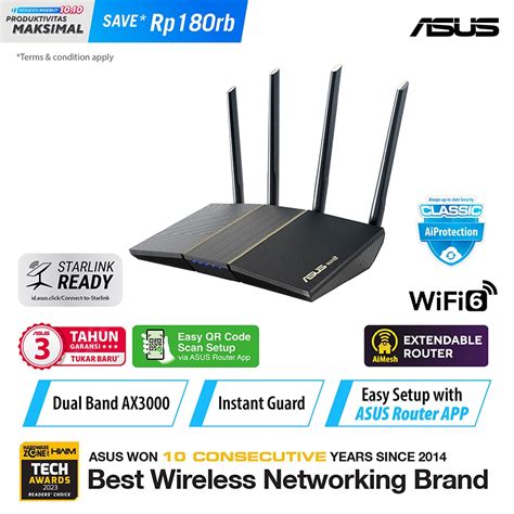 Jual ASUS RT AX57 AX3000 Dual Band WiFi 6 Extendable Router AX57 AX 57 Shopee Indonesia