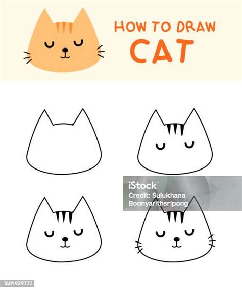 교육을 위해 귀여운 고양이를 단계별로 그리는 방법 아이 0명에 대한 스톡 벡터 아트 및 기타 이미지 0명 가축 고양이 새끼 Istock