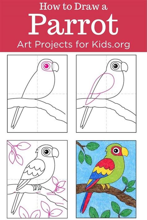 Easy How To Draw A Parrot Tutorial Video And Parrot Coloring Page Step By Step Drawing
