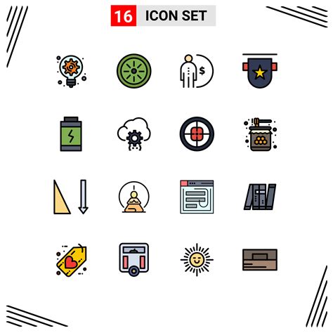 16 User Interface Flat Color Filled Line Pack Of Modern Signs And