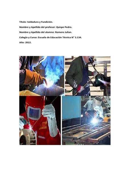 Informe De Soldadura Pdf Construcción Soldadura
