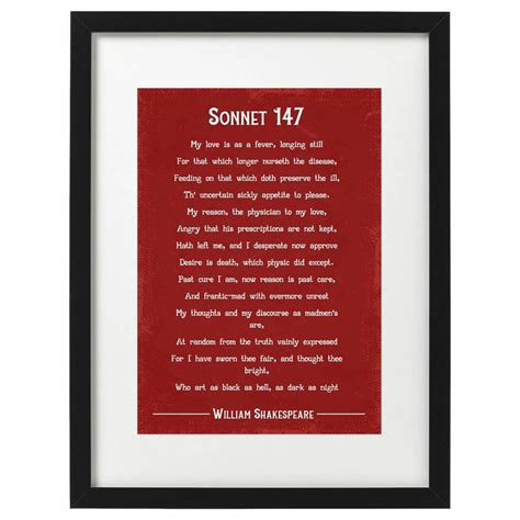 William Shakespeare Sonnet 147 Poem Art Print Etsy