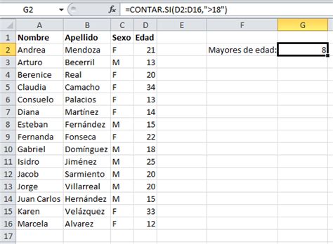 Encontrar Mayores De Edad Excel Total