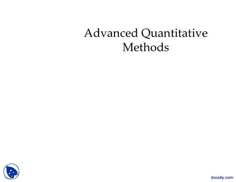 Advanced Quantitative Methods Health Lecture Slides Docsity