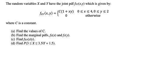 Solved The Random Variables X And Y Have The Joint Pdf Chegg