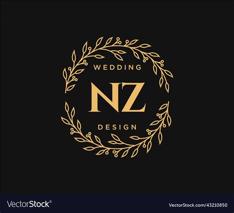 Nz Initials Letter Wedding Monogram Logos Vector Image