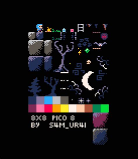 S4m Pico 8 Pixelart Free Tiles Pixel Art Tutorial Pixel Art Characters