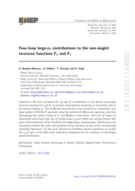 Pdf Four Loop Large Nf Contributions To The Non Singlet Structure