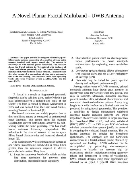 Pdf A Novel Planar Fractal Multiband Uwb Antenna