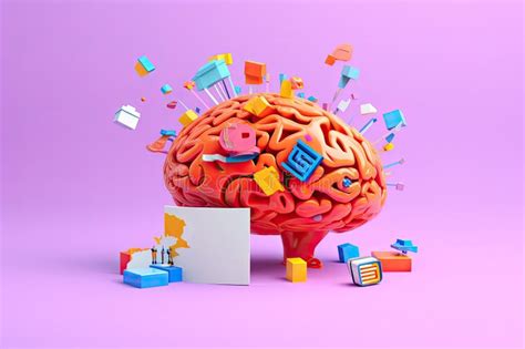 Brain On Color Bright Background Ai Generated Stock Illustration