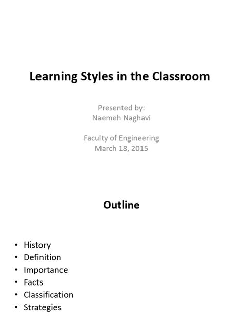Learning Styles In The Classroom Pdf Learning Styles Career And Growth