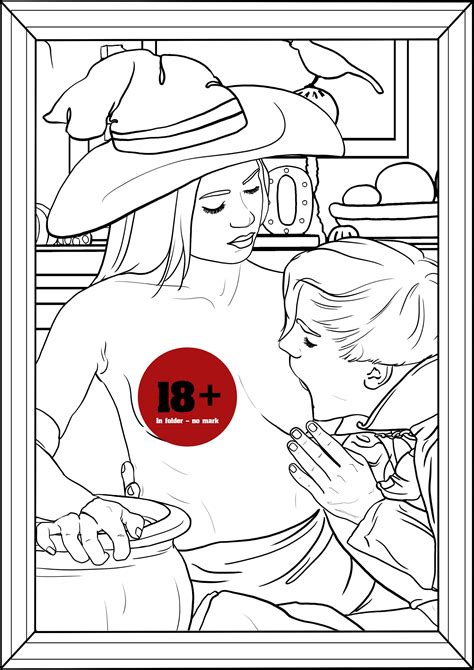 Adult Coloring Page Halloween Witch And Vampire Sex Coloring Page Naughty Coloring Page