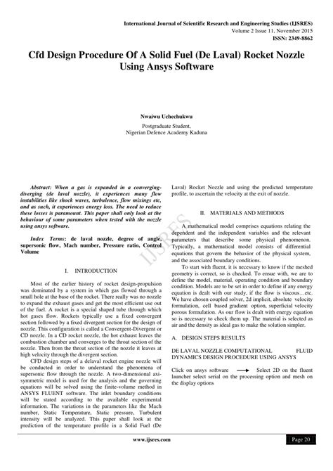Pdf Cfd Design Procedure Of A Solid Fuel De Laval Rocket Nozzle
