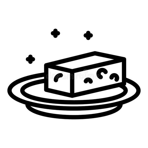Queso En Un Icono De Bandeja Estilo De Esquema Ilustración Del Vector