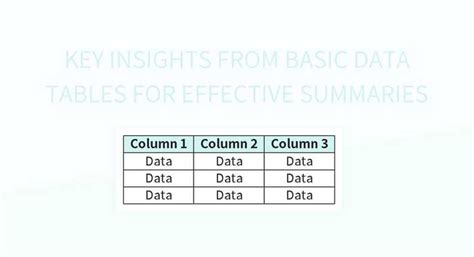 Key Insights From Basic Data Tables For Effective Summaries Excel Template Free Download Pikbest