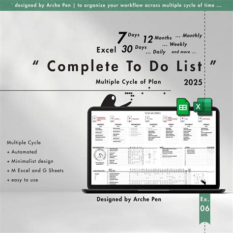 Complete To Do List Spreadsheet Daily Weekly Monthly Schedule