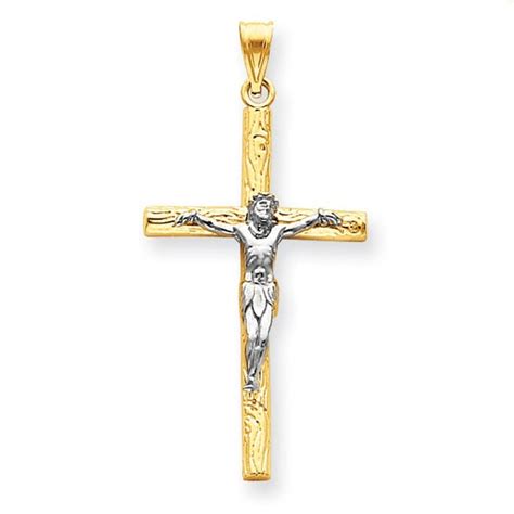 14k Two Tone Crucifix Pendant