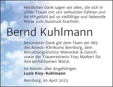 Traueranzeigen Von Bernd Kuhlmann Abschied Nehmen De
