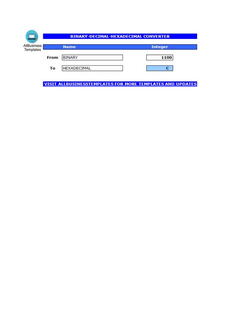 Binary Decimal Hexadecimal Converter Templates At
