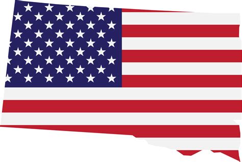 Outline Drawing Of South Dakota State Map On Usa Flag 17178838 Png