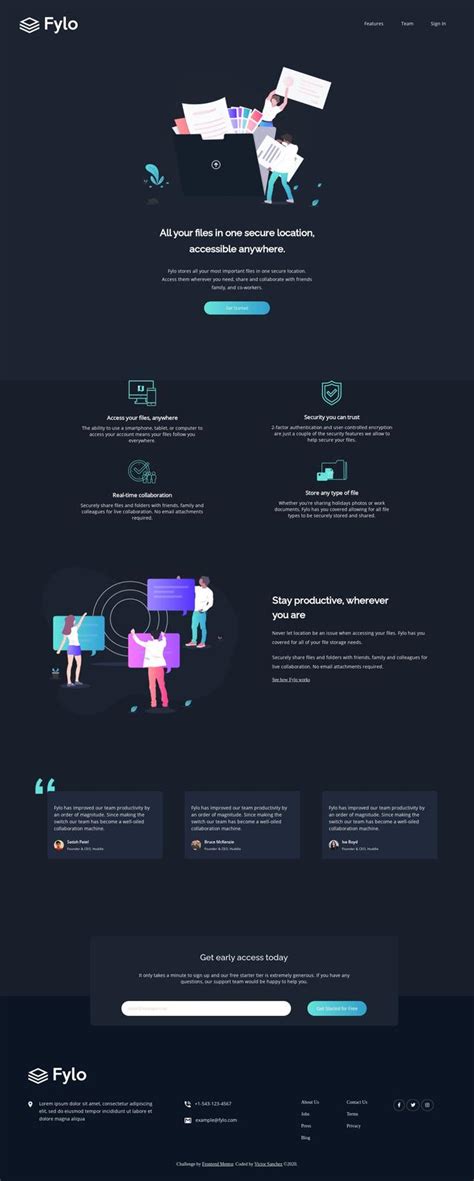 Frontend Mentor Fylo Dark Theme Landing Page Html And Css Coding Challenge Solution