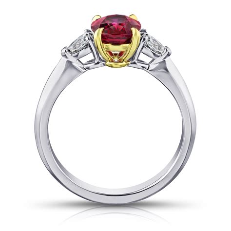 172 Carat Oval Red Ruby And Pear Shape Diamonds Ring Beveli