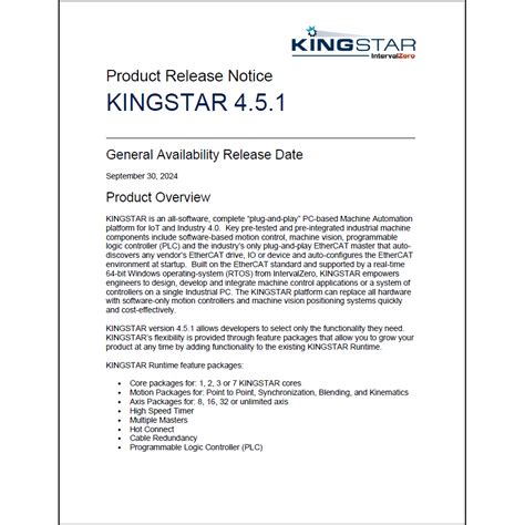 Kingstar 451 Product Release Notice Kingstar