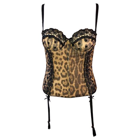 Roberto Cavalli Vintage Unworn Semi Sheer Bustier Corset Leopard Print
