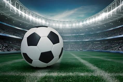 Stockimage Balón De Fútbol En El Estadio Listo Para El Partido