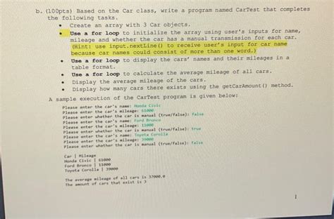 Solved A 100pts Write A Program To Define A Class Car