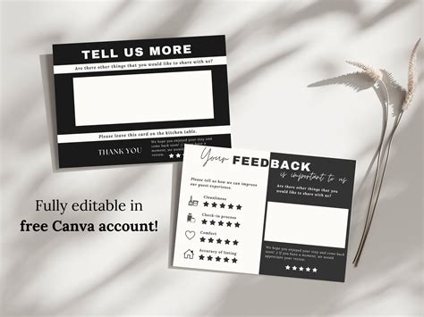 Airbnb Comment Card Feedback Form Guest Airbnb Feedback Card