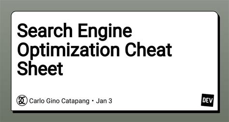 Search Engine Optimization Cheat Sheet Rdevto