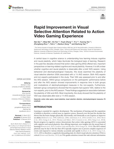 Pdf Rapid Improvement In Visual Selective Attention Related To Action