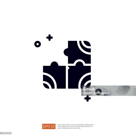 이 이미지는 서로 맞물리는 두 개의 퍼즐 조각을 묘사하여 연결 협업 또는 문제 해결을 상징합니다 장식 요소가 가미된 미니멀한 디자인이 특징입니다 개념에 대한 스톡 벡터 아트