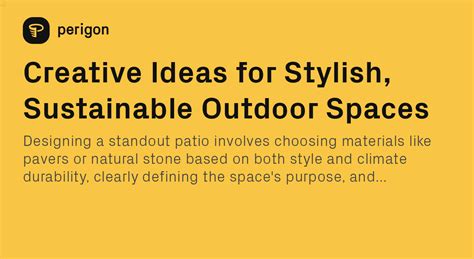 Creative Ideas For Stylish Sustainable Outdoor Spaces Perigon