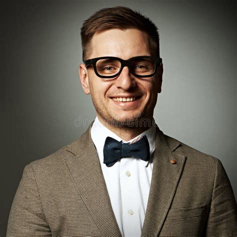 Confident Nerd In Eyeglasses And Bow Tie Stock Image Image Of