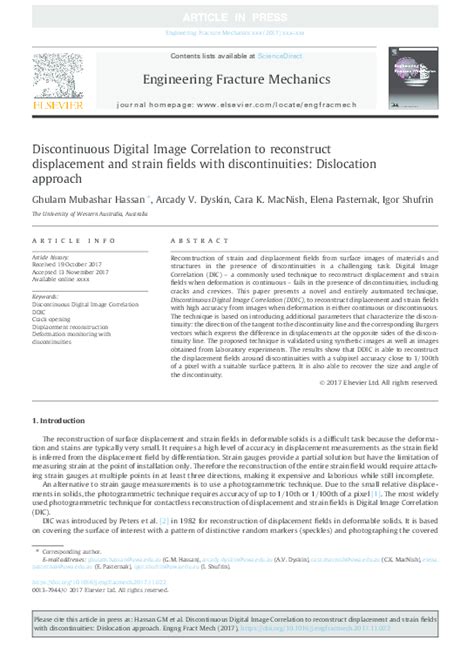 pdf discontinuous digital image correlation to reconstruct
