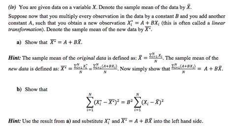 Solved You Are Given Data On A Variable X Denote The Sample Chegg