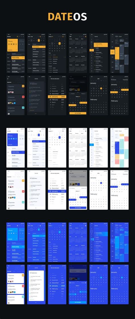 Dateos Calendar Ui Kit Trendy Ui Kit For Calendar Events Schedule