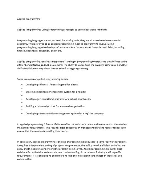 Applied Programming Applied Programming Applied Programming Using Programming Languages To