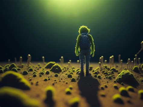 Premium Ai Image Small Man Lost In A Bacteria Macro Landscape Ai
