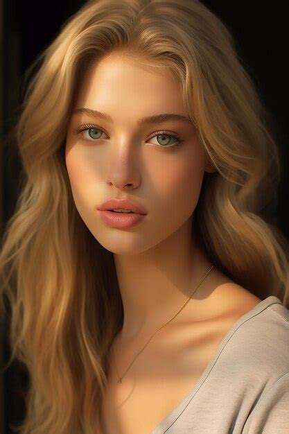 Premium Ai Image A Model With Long Blonde Hair And A White Shirt