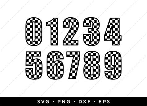 Checkered Numbers SVG Racing Numbers SVG Jersey Numbers SVG Cricut